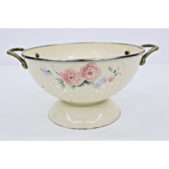 Unbranded | Kitchen | Vintage Shabby Chic Enamel Colander W Brass ...
